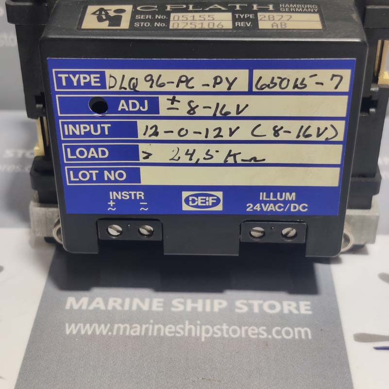 C.PLATH DLQ96-PC-PY RUDDER ANGLE INSTRUMENT GAUGE - Marine Ship Store