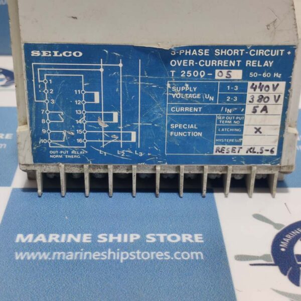 SELCO T-2500 3 PHASE SHORT CIRCUIT OVER CURRENT RELAY - Marine Ship Store